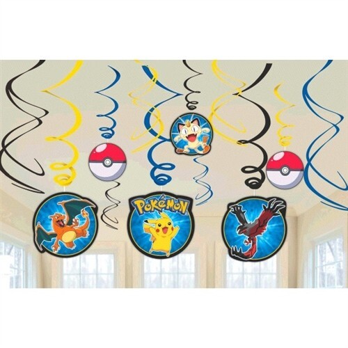 Pokemon Party Hanging Swirl Decorations 12pk - Pokemon Pikachu ...