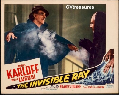 THE INVISIBLE RAY Horror Movie Poster Lobby Card Boris Karloff Bela ...