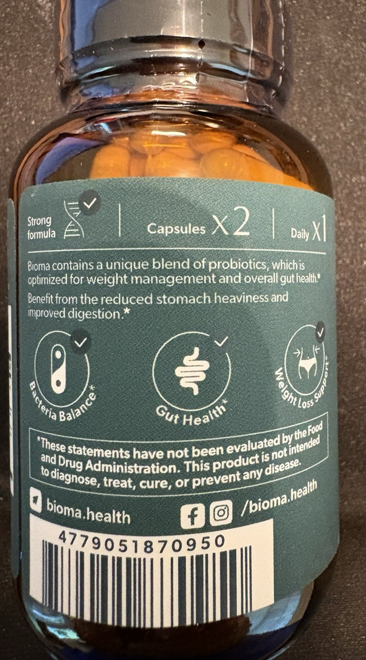 Bioma Probiotic Dietary Supplement for Weight and Gut Health 3 Bottles ...