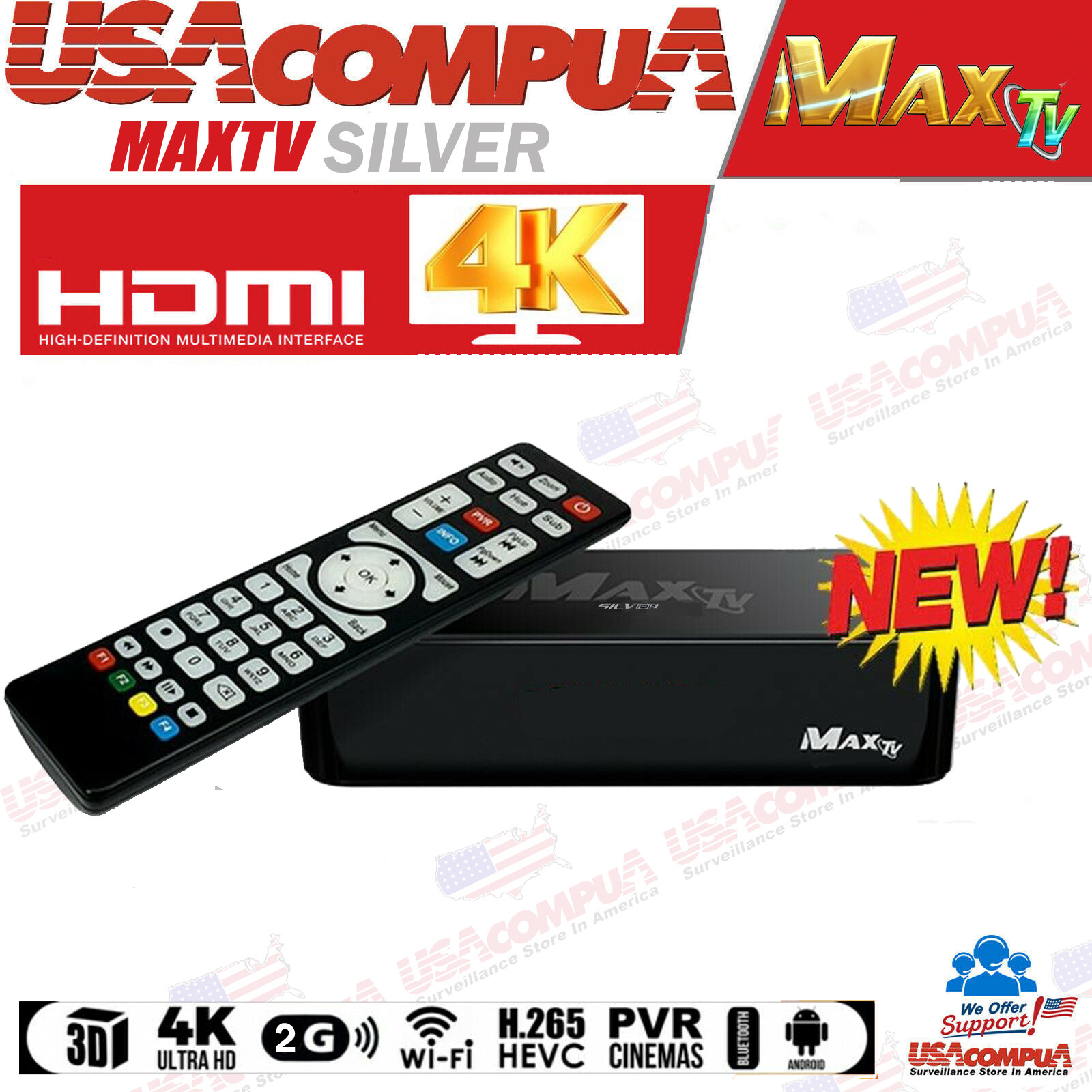 MAX TV SILVER MAXTV 2.4GHZ 4K ULTRA-HD BOX+ANDROID 7.1 TVBox 2GB/8GB | eBay