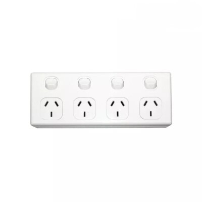 Quad Power Point - 4 Gang Socket Electrical Supplies 10A SAA GPO 10 Amp ...
