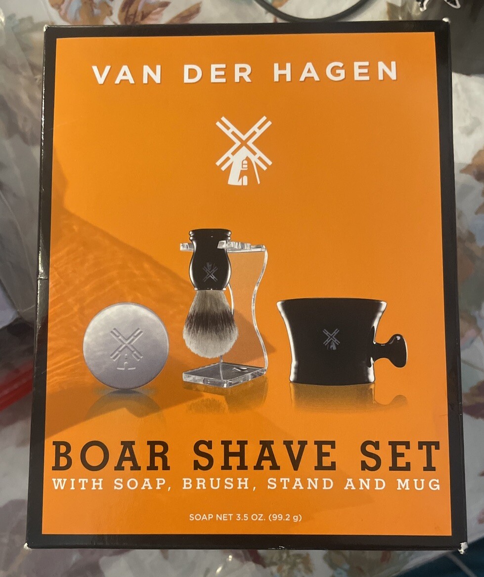 Van Der Hagen Men's Luxury, Premium 4 Piece Luxury Boar Shave Set, Gift ...
