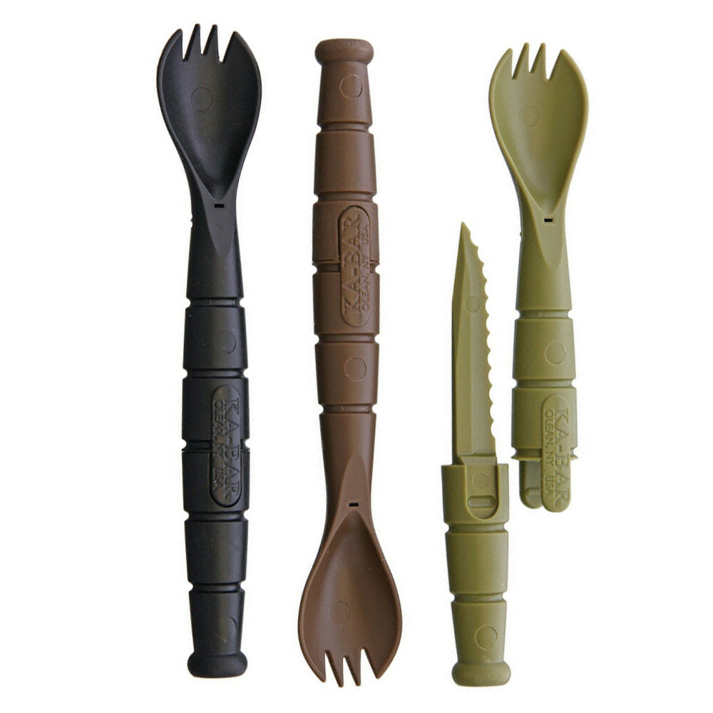 Ka-Bar Tactical Spork 3pc Set Military or Lightweight Camping Utensils ...