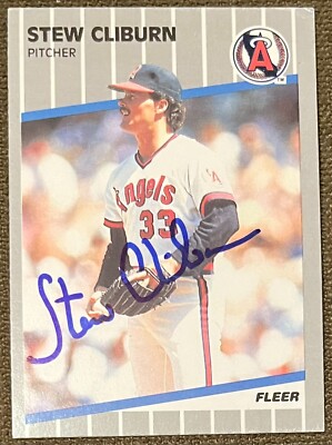 1989 Fleer - #471 Stew Cliburn Auto Autograph Los Angeles Angels Blue ...