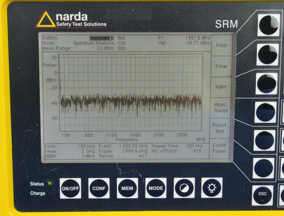 Narda SRM-3000 Selective Radiation Meter w/ 3501/02 3 Axis Probe and 1 ...
