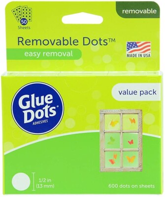 Glue Dots 08388 .5" Removable Dot Sheets Value Pack-600 Clear Dots | eBay