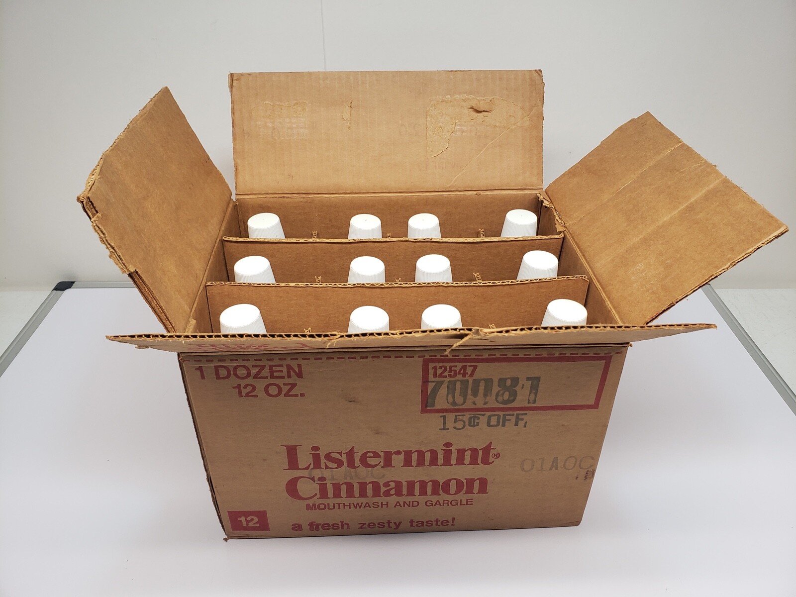 VINTAGE 1 DOZ. Listermint Cinnamon Mouthwash and Gargle Glass Bottle 12 ...