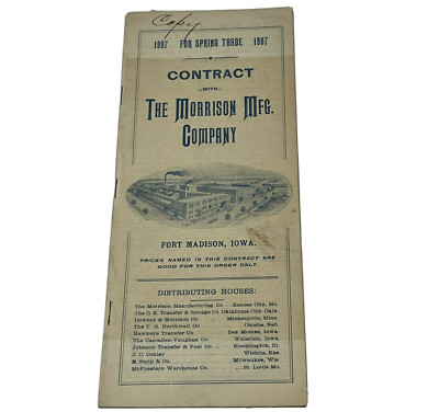 1907 Morrison Manufacturing Company Sale Contract 6 Shovel Widespread ...