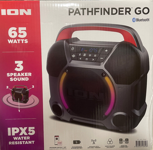 ION Audio Pathfinder Go Portable Bluetooth 3 Speaker Rechargeable Sound ...