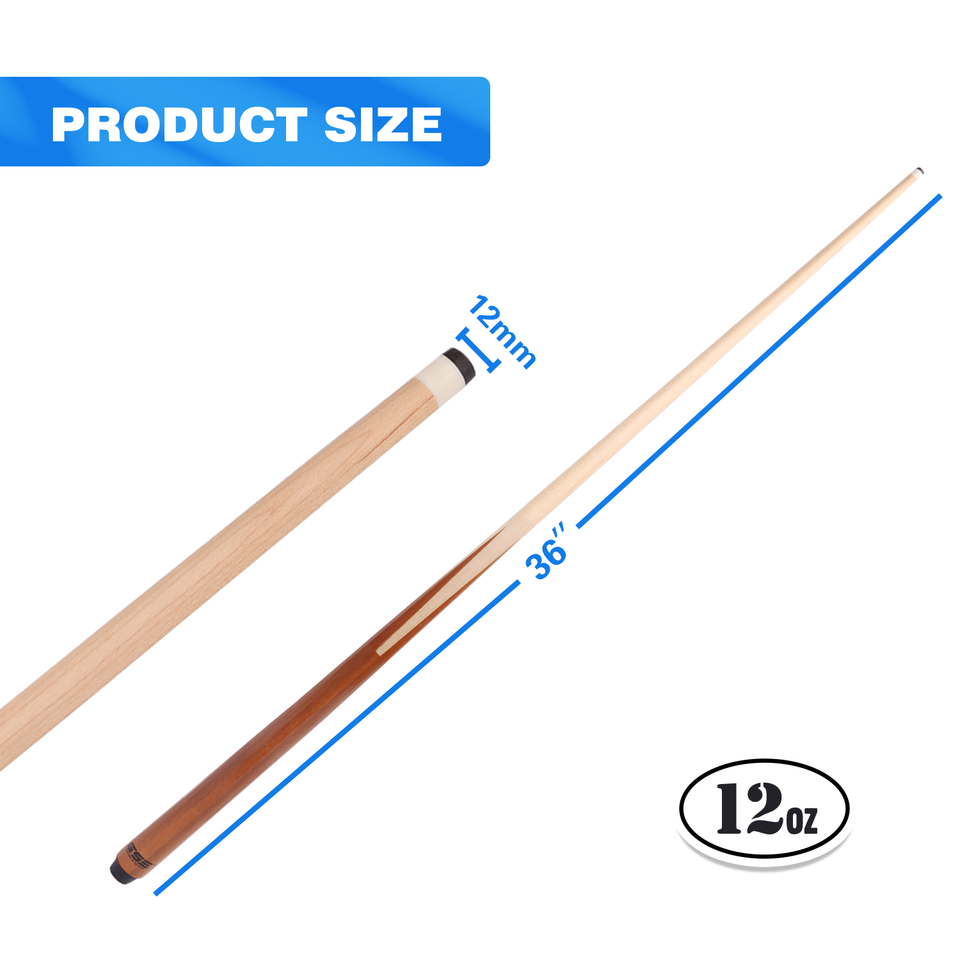 1-Piece 36" Maple Short Billiard Pool Cue. Shorty Pool Stick for House ...
