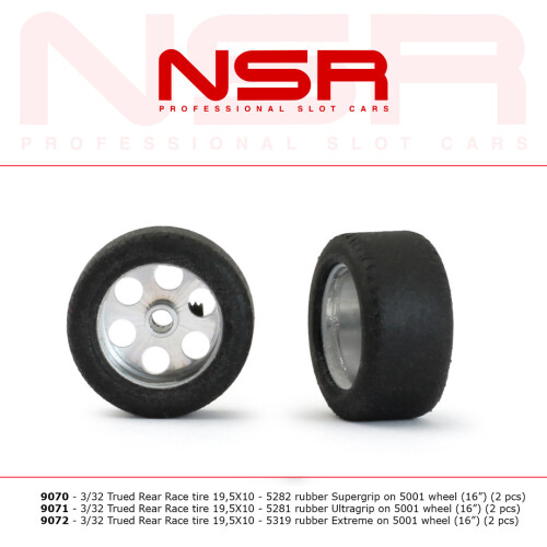 NSR 9070 3/32 Trued Rear Race tire 19,5X10 - 5281 rubber ULTRAGRIP on ...