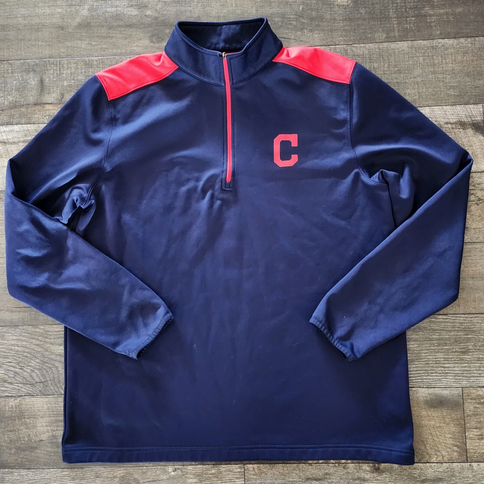 Cleveland Indians Baseball Pullover Men's XL 1/4 Zip Blue Genuine Merch ...