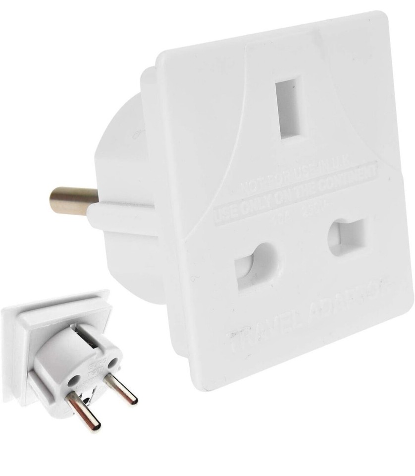Europe Travel Adapter - UK to EU Euro European adaptor White Plug 2 Pin ...