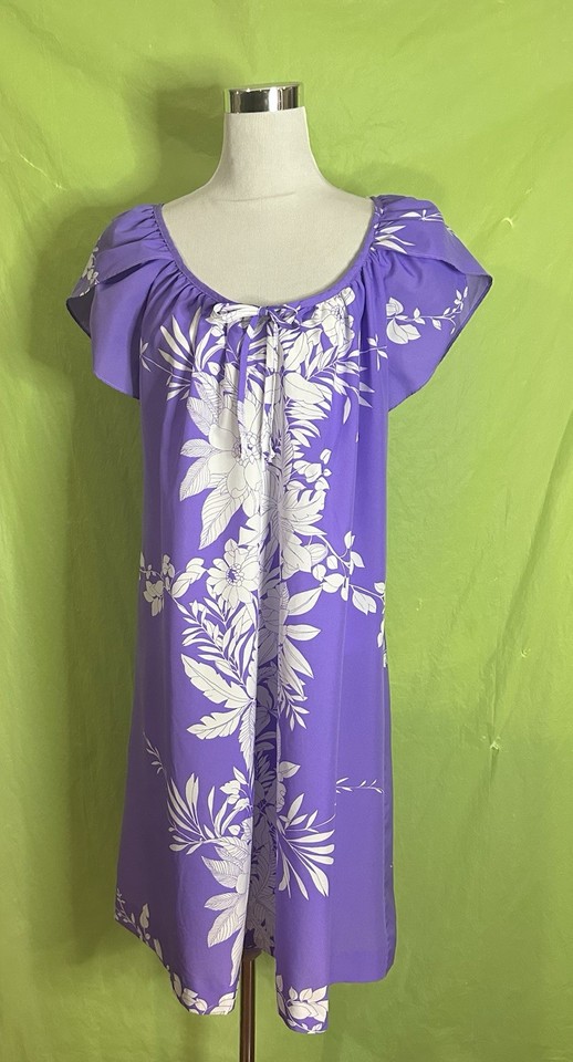 Sand Pebble Hawaii Size XL MuuMuu Purple Tropical Hawaiian Print Dress ...