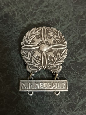 WWII US Army Air Corp Sterling Silver AP Mechanic Badge Large Size | eBay