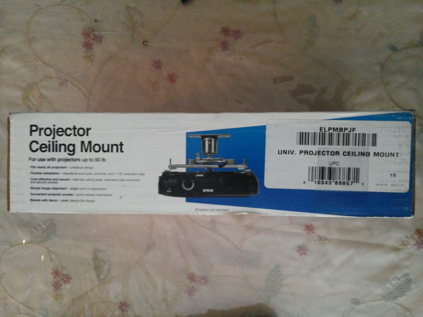 Epson ELPMBPJF Universal Projector Ceiling Mount 50lb Cap Silver for ...