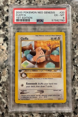Pokemon TCG Cleffa Neo Genesis 1st Edition Rare #20 PSA Graded 6 - 2000 ...
