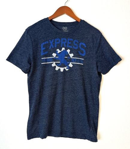 Express Mens Medium Blue Crew Neck Short Sleeve Tee Graphic Stretch ...
