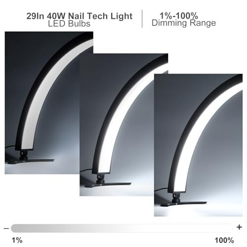 Large Half Moon LED Light for Table Nail Desk with Phone Stand, Upgrade ...