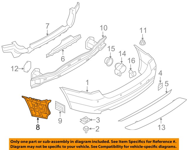 Genuine BMW 3 Series F30 LCI Rear Left Bumper Bracket 7384465 OEM for ...