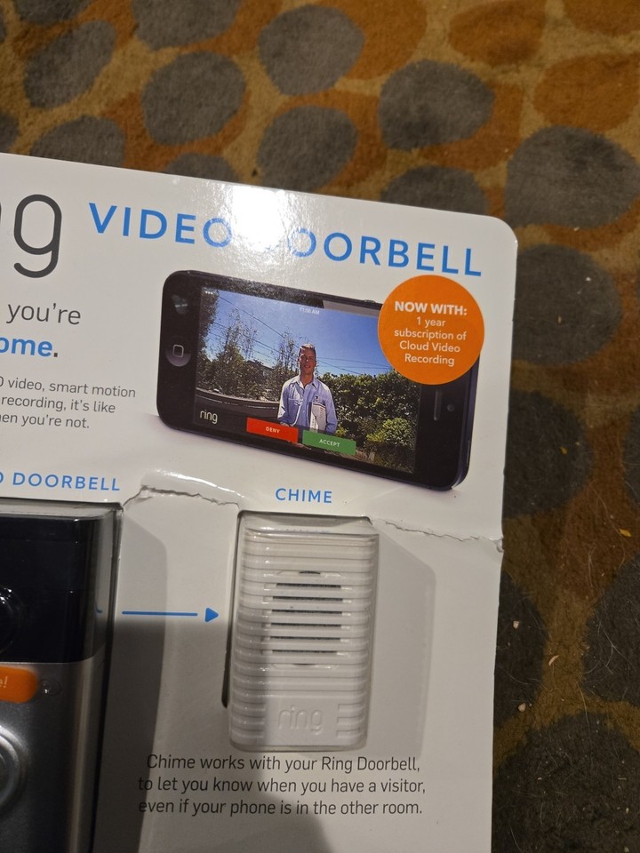 Ring Video Doorbell 1st Generation Satin Nickel Wireless Security, NEW ...