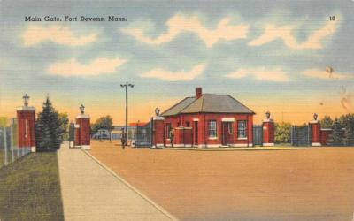 MAIN GATE FORT DEVENS MASSACHUSETTS MILITARY POSTCARD (1940s) | eBay