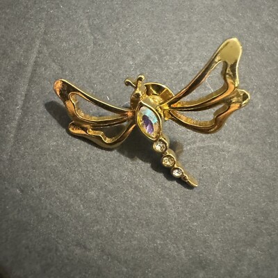 Vintage AVON Dragonfly Aurora Borealis Rhinestone Brooch Pin | eBay