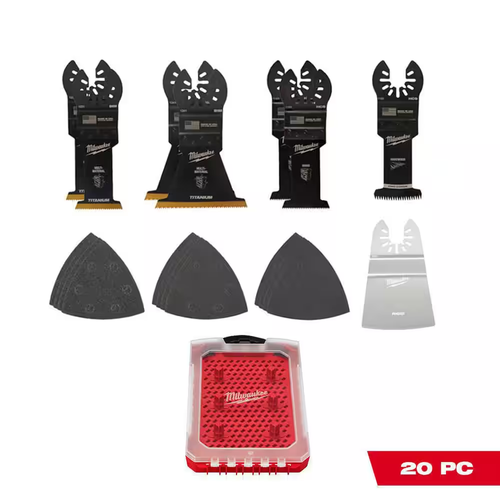 20-Piece Oscillating Multi-Tool Blade Kit for Cutting, Sanding ...