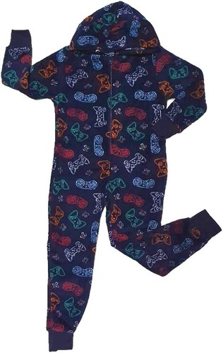 Gamer Onesie Jumpsuit Einteiler Gr. 134-164 Bodysuit Overall mit Kapuze ...