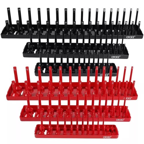 6pcs ABS Socket Organizer Holder Storage Tray Rack SAE Metric 1/4" 3/8 ...