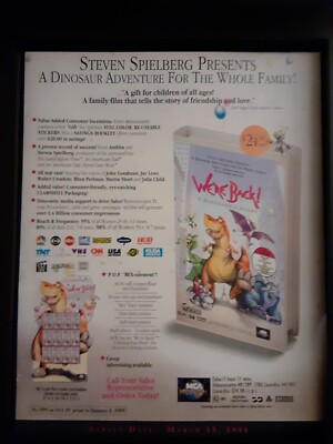 We're Back! A Dinosaur's Story Rare Original VHS Promo Poster Ad Framed ...