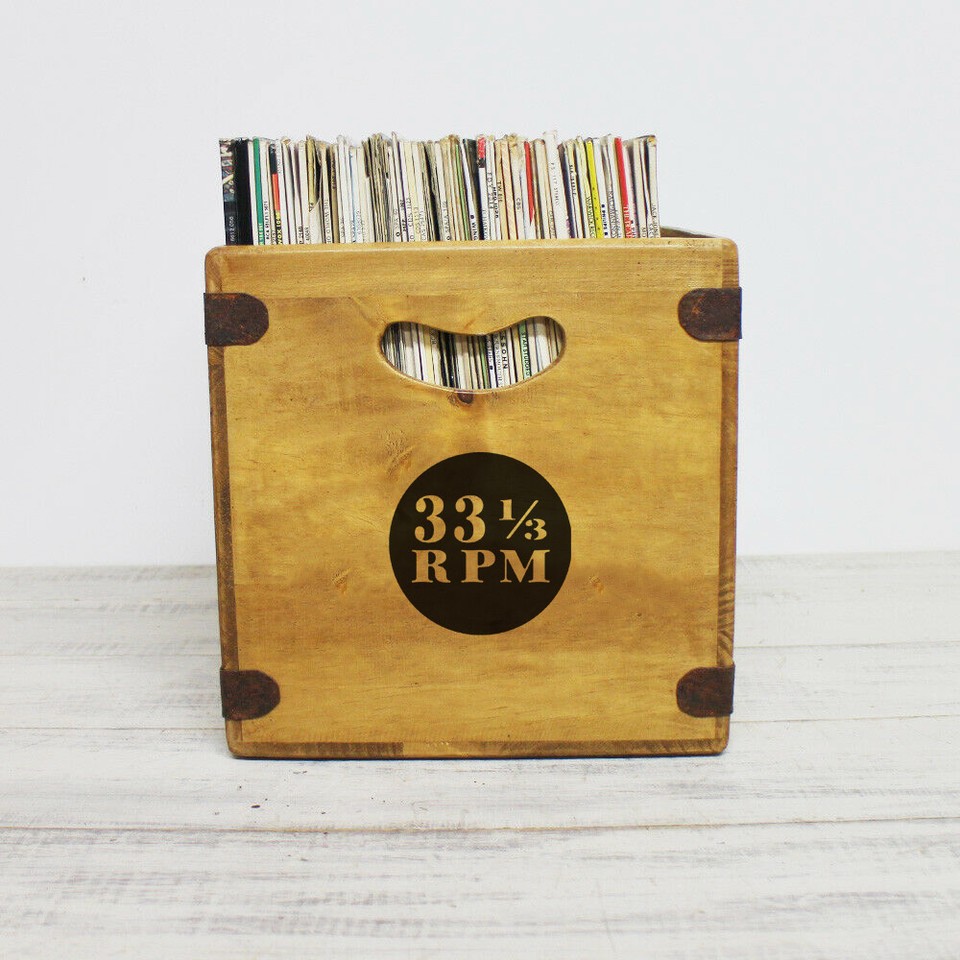 Retro Record Box 12" Vintage Wooden Handcrafted Album Crate For LP ...