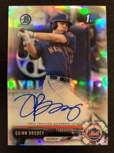 2017 Bowman Chrome Draft Refractor QUINN BRODEY Mets Auto #/499 Rookie ...