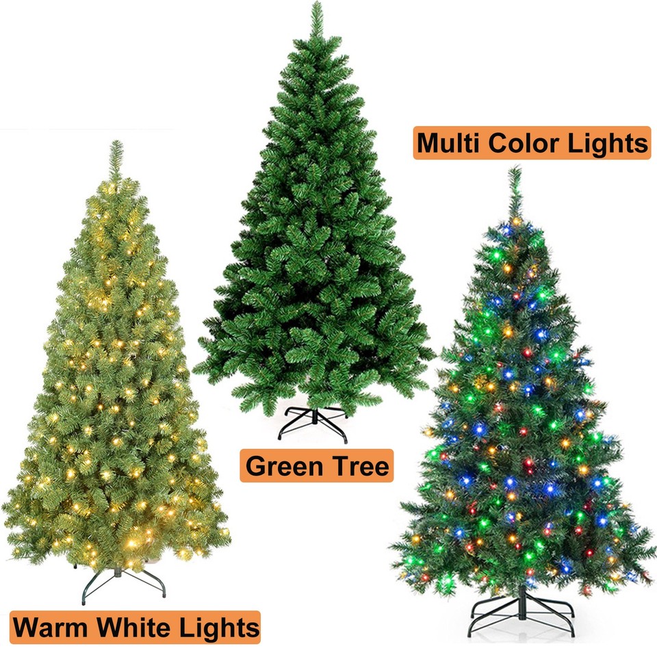 Christmas Tree with Lights Warmwhite,Multi-color Bushy Xmas Tree 4ft ...