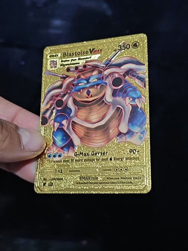 Pokemon Blastoise Vmax Gold Foil Fan Art Textured Collector Card HP350 ...