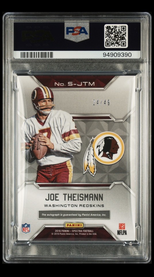 JOE THEISMANN 2016 PANINI SPECTRA SIGNATURE S-JTM PSA 8 NM-MT NFL ...