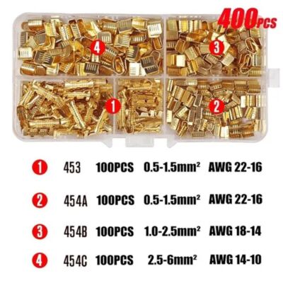 400pcs U-Shape Terminal Copper Crimp Terminals Cable Wire Spade Butt ...