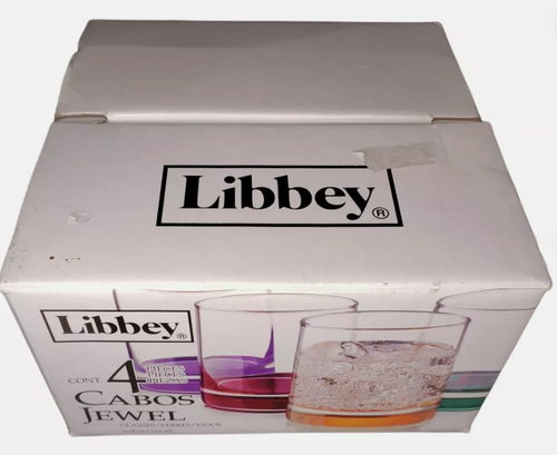 Libbey 4 Piece Cabos Jewel Glass Set of 4 Colorful Glasses, 10.8 Oz ...