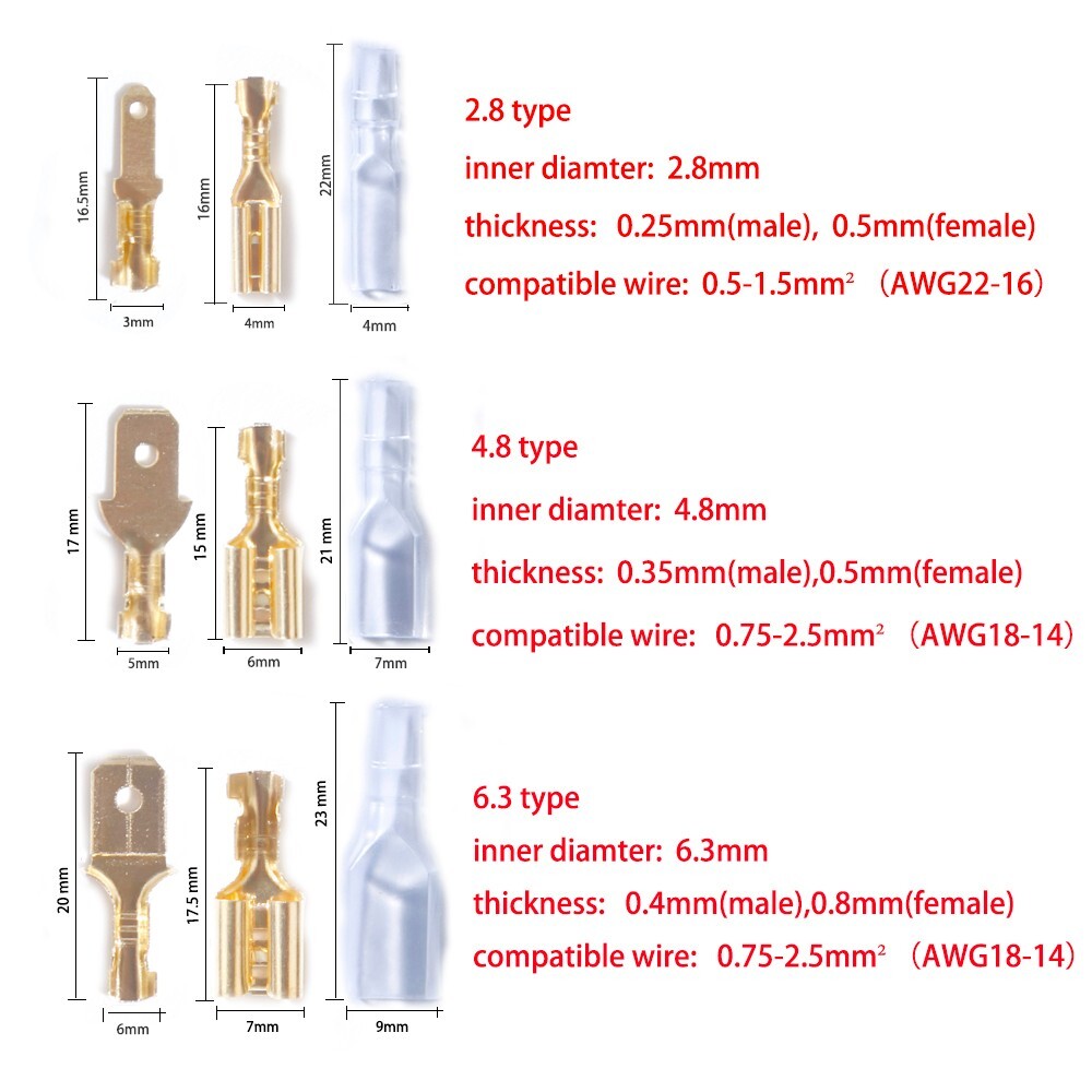 450pcs Assortment Male Female Spade Terminals Electrical Wire Crimp ...