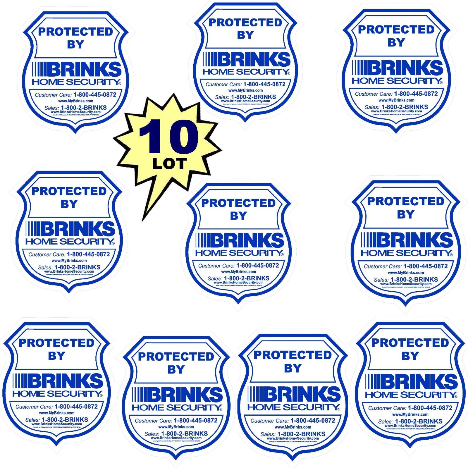 10 Pc. DIE-CUT Brinks Home Security Alarm System Warning Sticker Decal ...
