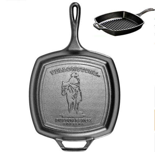 Lodge Cast Iron 10.5" Grill Skillet 26cm Induction Frypan Yellowstone ...
