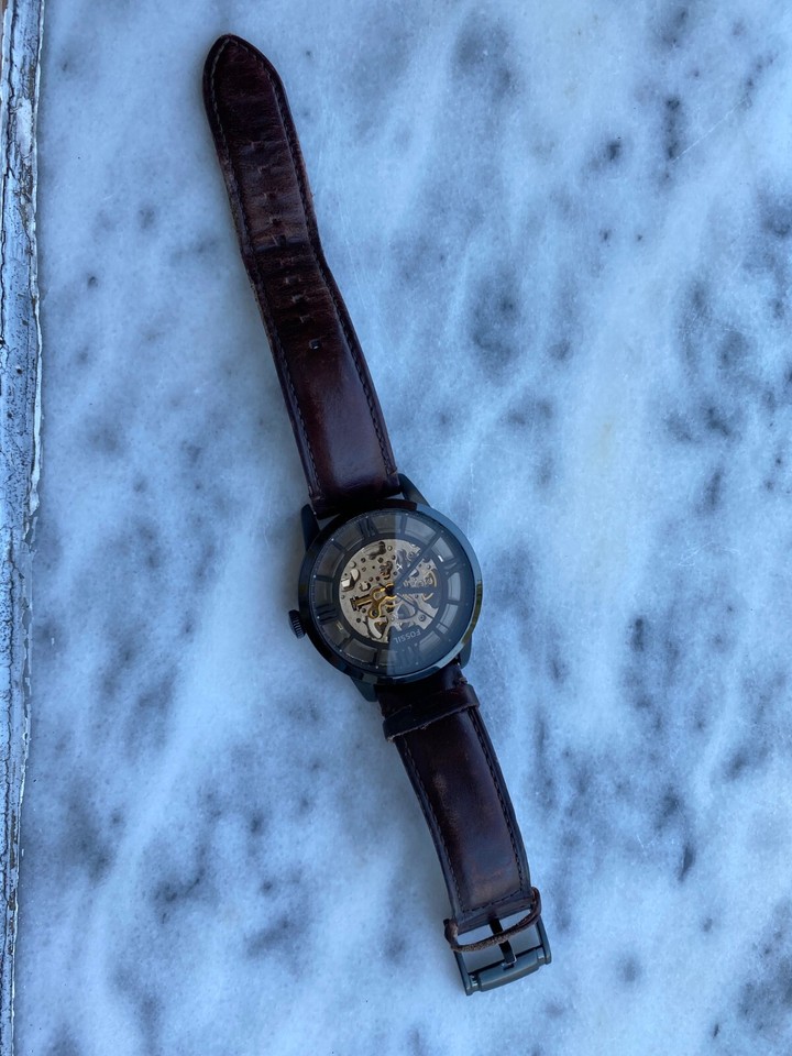 Fossil Townsman Watch Automatic Skeleton Dial ME3098 Brown Mens 44mm | eBay