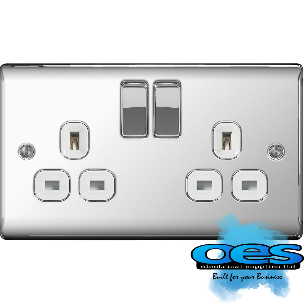 BG Nexus NPC22W Polished/Mirror Chrome 13Amp Double Plug Socket 2 Gang ...