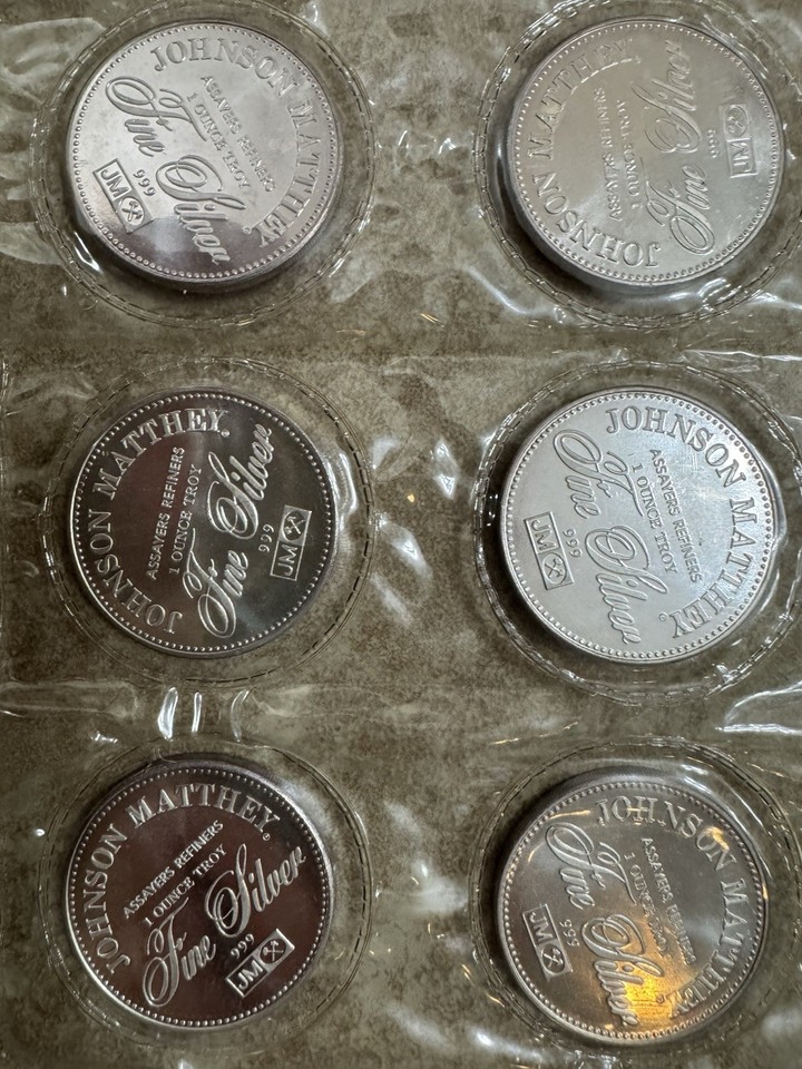 10 Oz Silver 999 Johnson Matthey Freedom Silver Round Set Complete ...