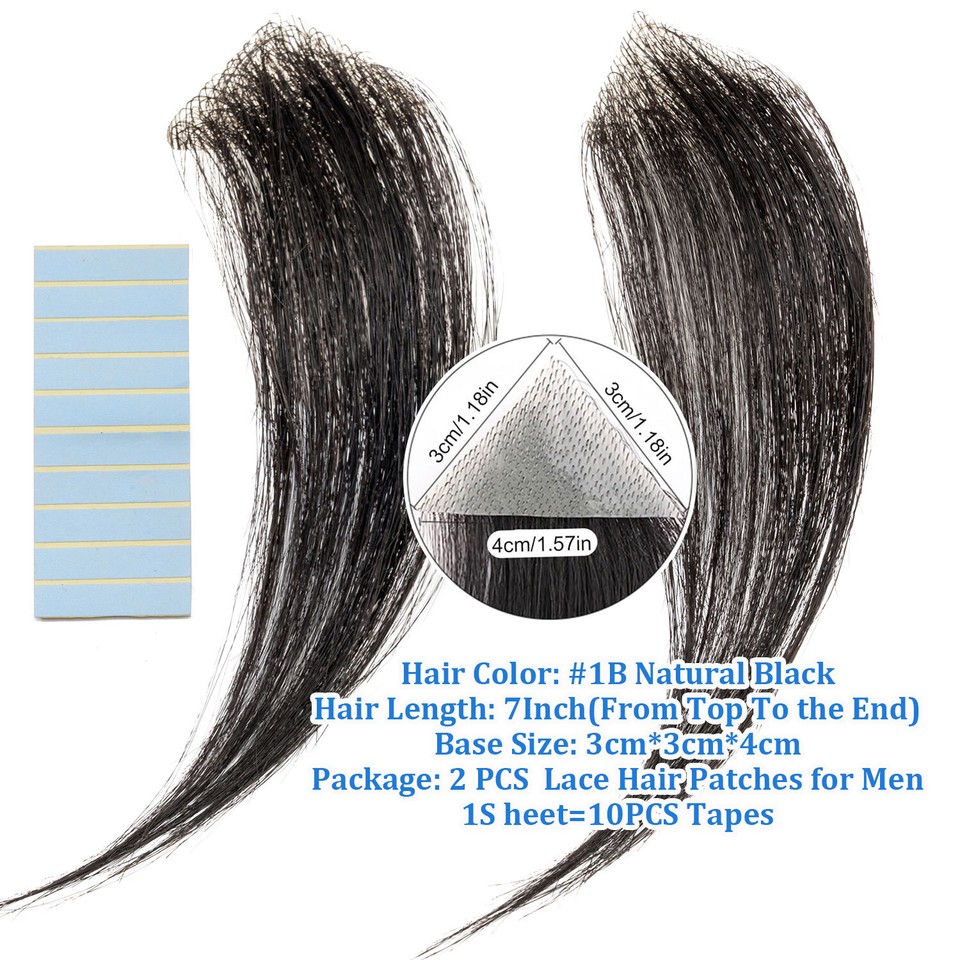 Front Hairline 100% Human Hair Patch Full Skin Base Cover-Up Topper ...
