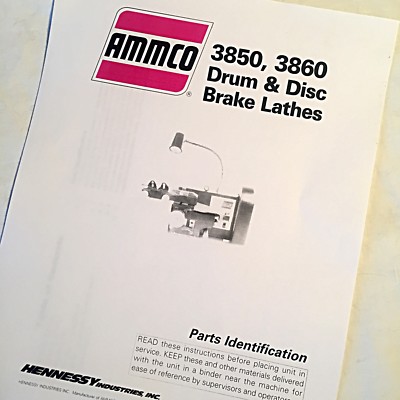 Ammco Parts Identification Manual 3850 3860 Drum & Disc Brake Lathes | eBay