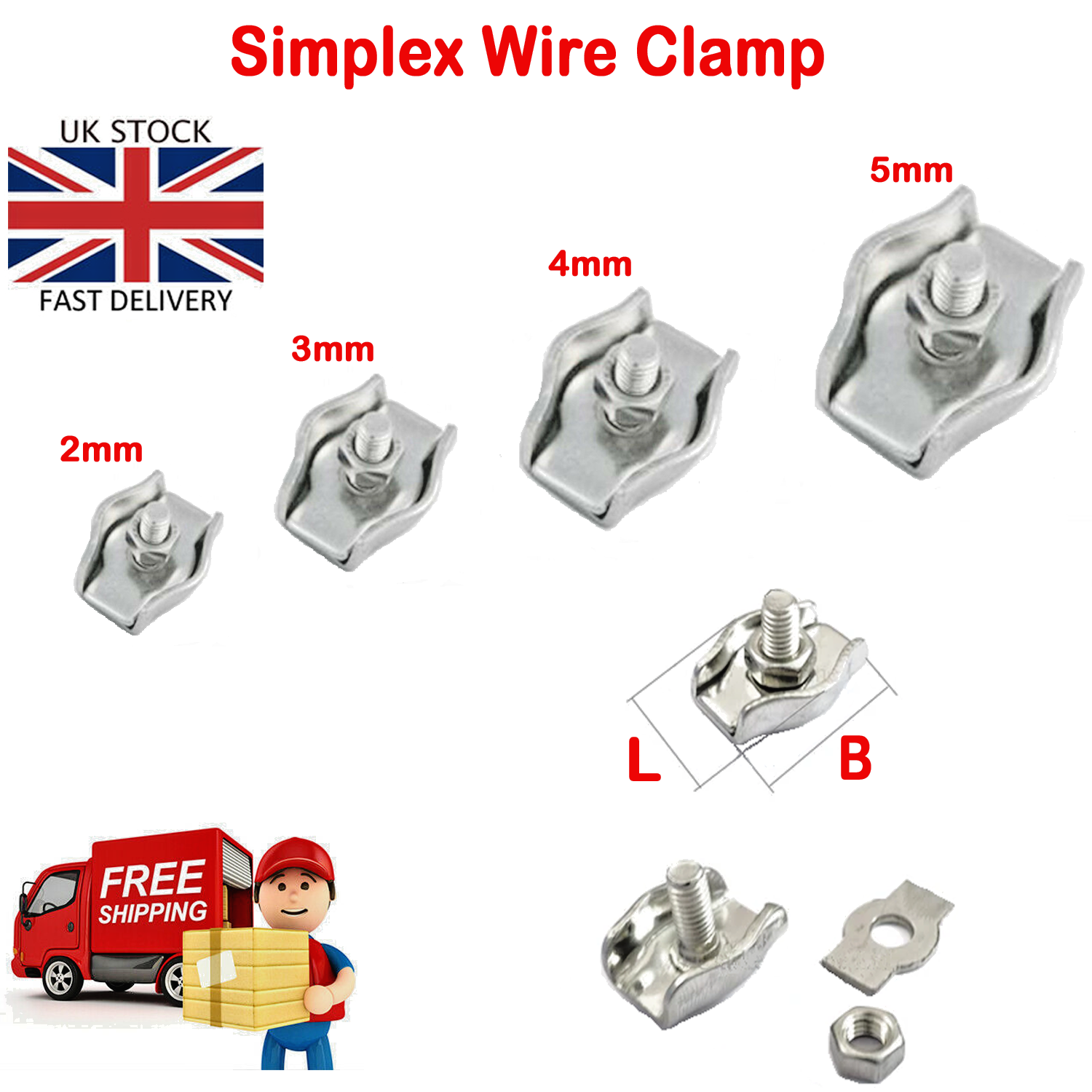 Marine Grade 316 Stainless Steel Clamps Wire Rope Cable Simplex, Duplex ...