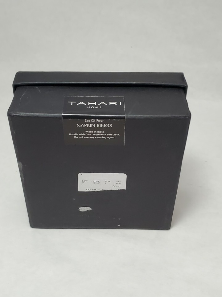 Set of 4 Tahari Home Rhinestone Jeweled Crystal Napkin Rings Flower ...