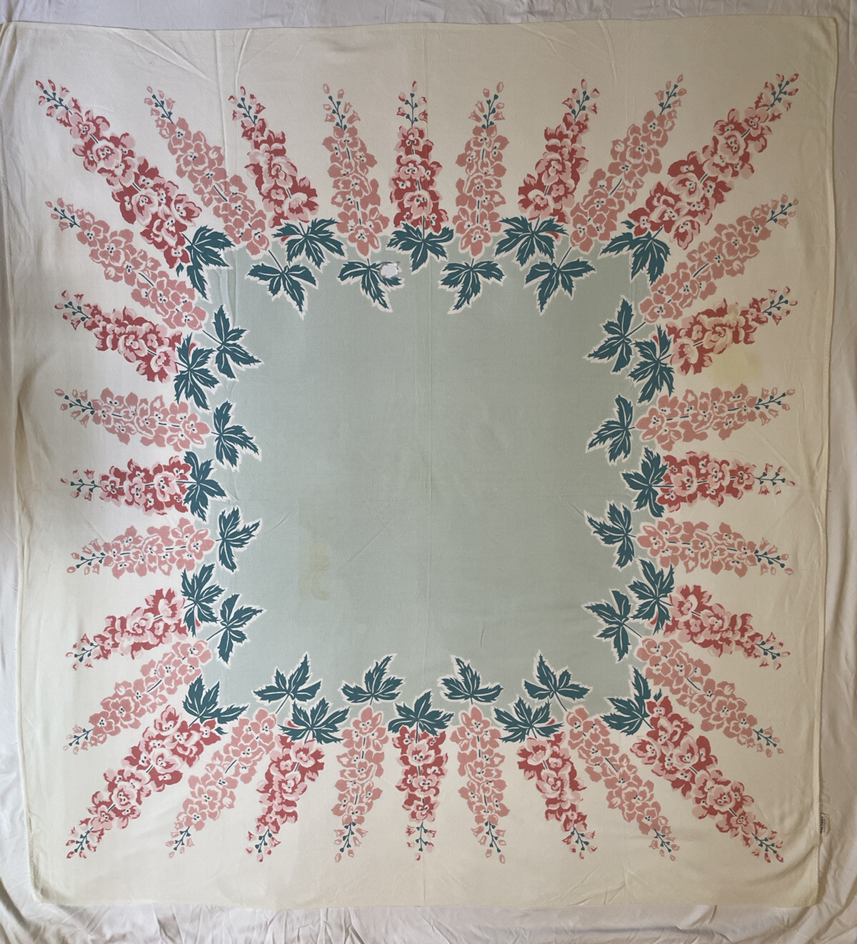 Mid-Century Vintage A California Hand Print Tablecloth. Wisteria ...