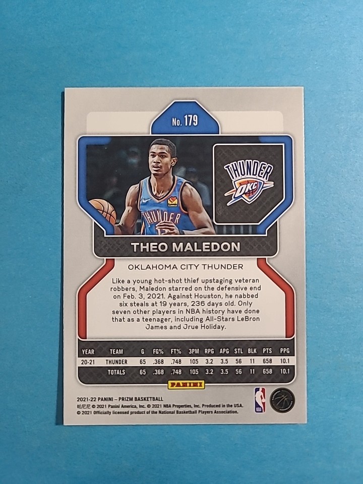 Theo Maledon 2021-22 Panini Prizm Basketball Card # 179 J3417 | eBay